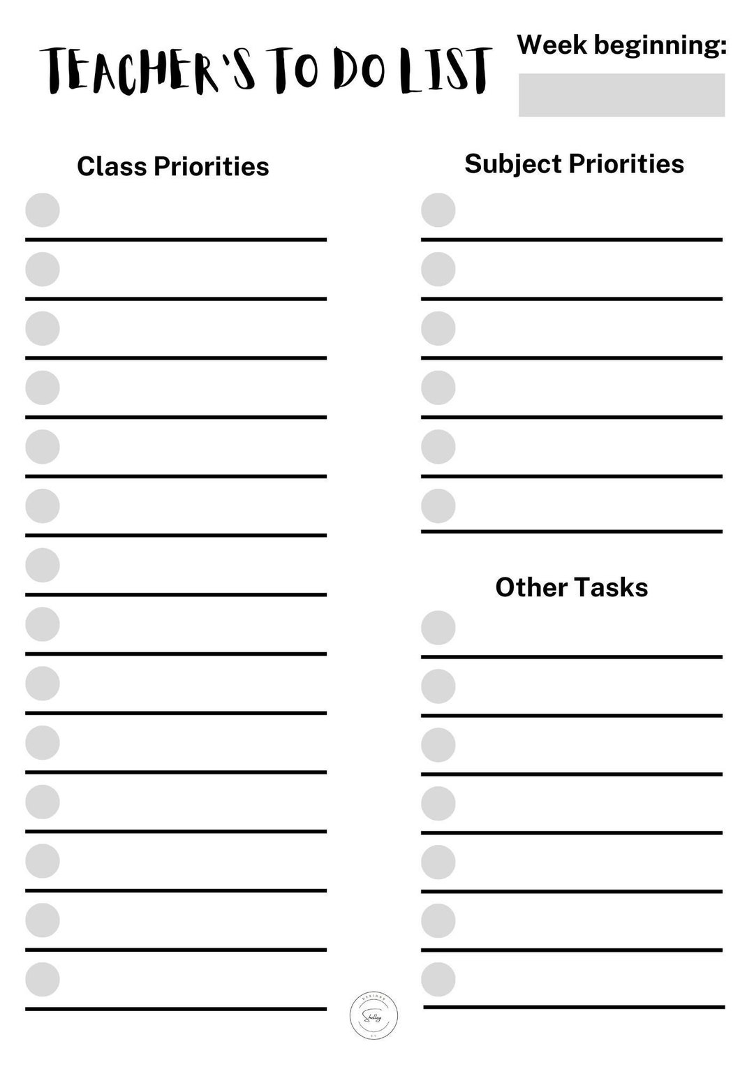 Printable Teacher's To-do List, Teacher's Planner, Teacher's Priorities ...