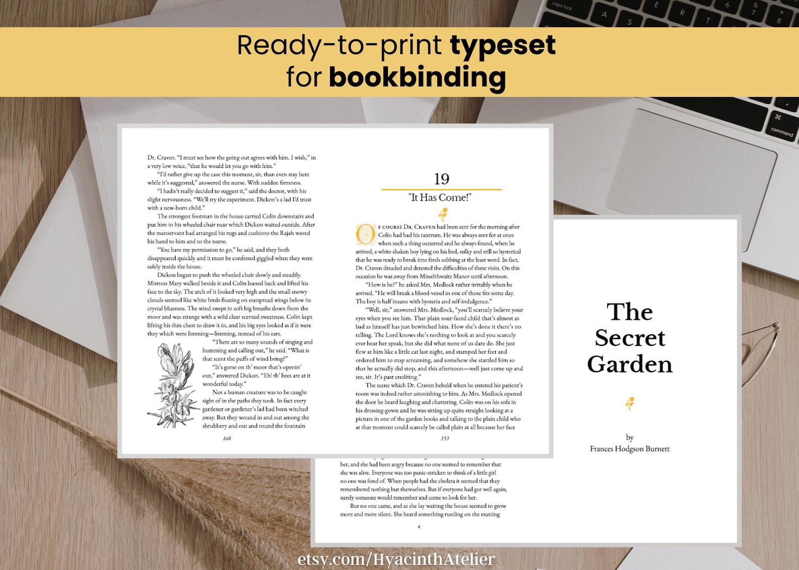 The Secret Garden - Typeset for Bookbinding PDF - Just Print and Fold! - Etsy