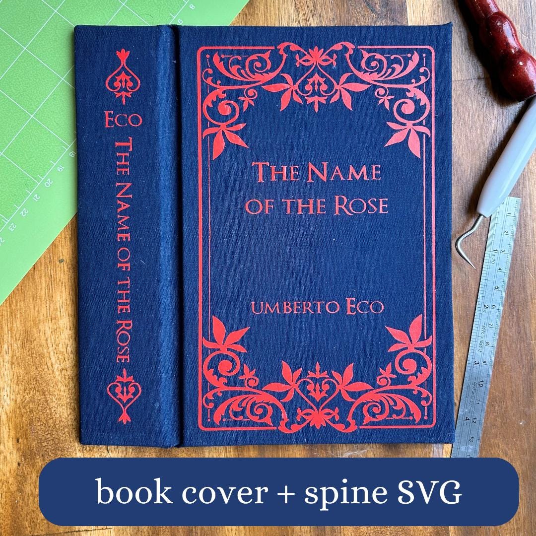 Book Cover SVG and Spine Decoration - Cricut HTV File for Bookbinding ...