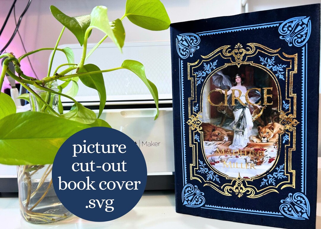 Customizable Book Cover SVG With Printable HTV Picture Cutout Cricut ...