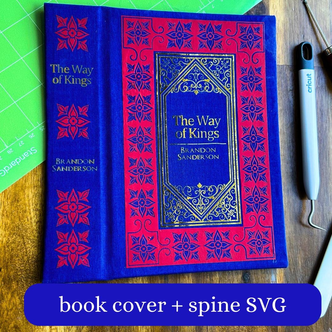 Book Cover and Spine SVG - Double Border Flowers - Cricut HTV File for ...