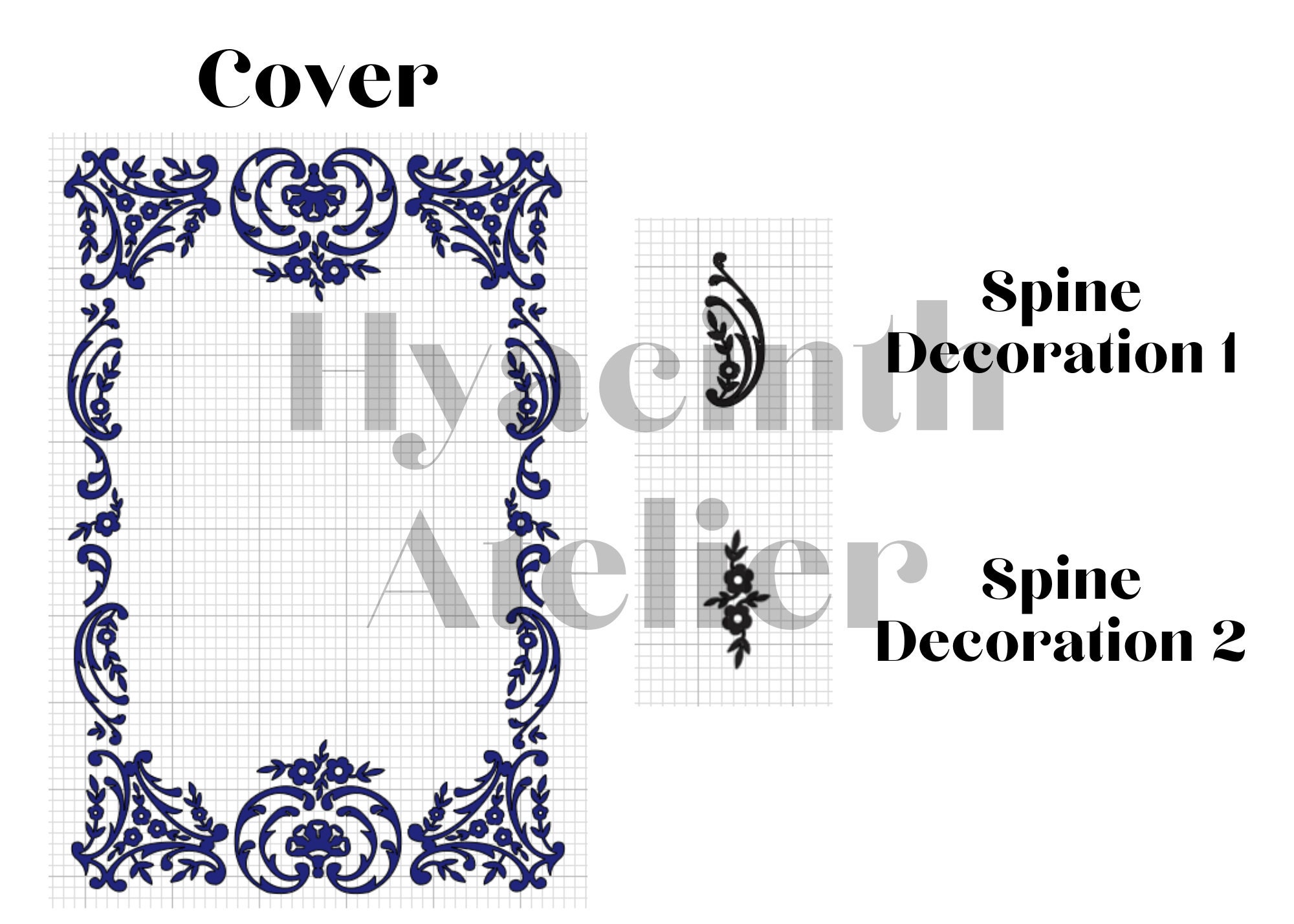 Book Cover SVG and Spine Decoration Floral, Swirly, Royal Cricut HTV ...