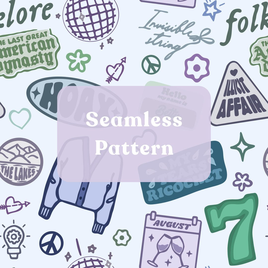Folklore Swift Repeat Seamless Pattern | 300 DPI Digital Download PNG ...