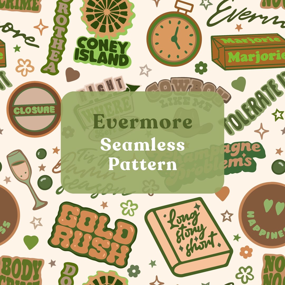 Evermore Repeat Seamless Pattern: Trending Forest Brown Green Hand ...