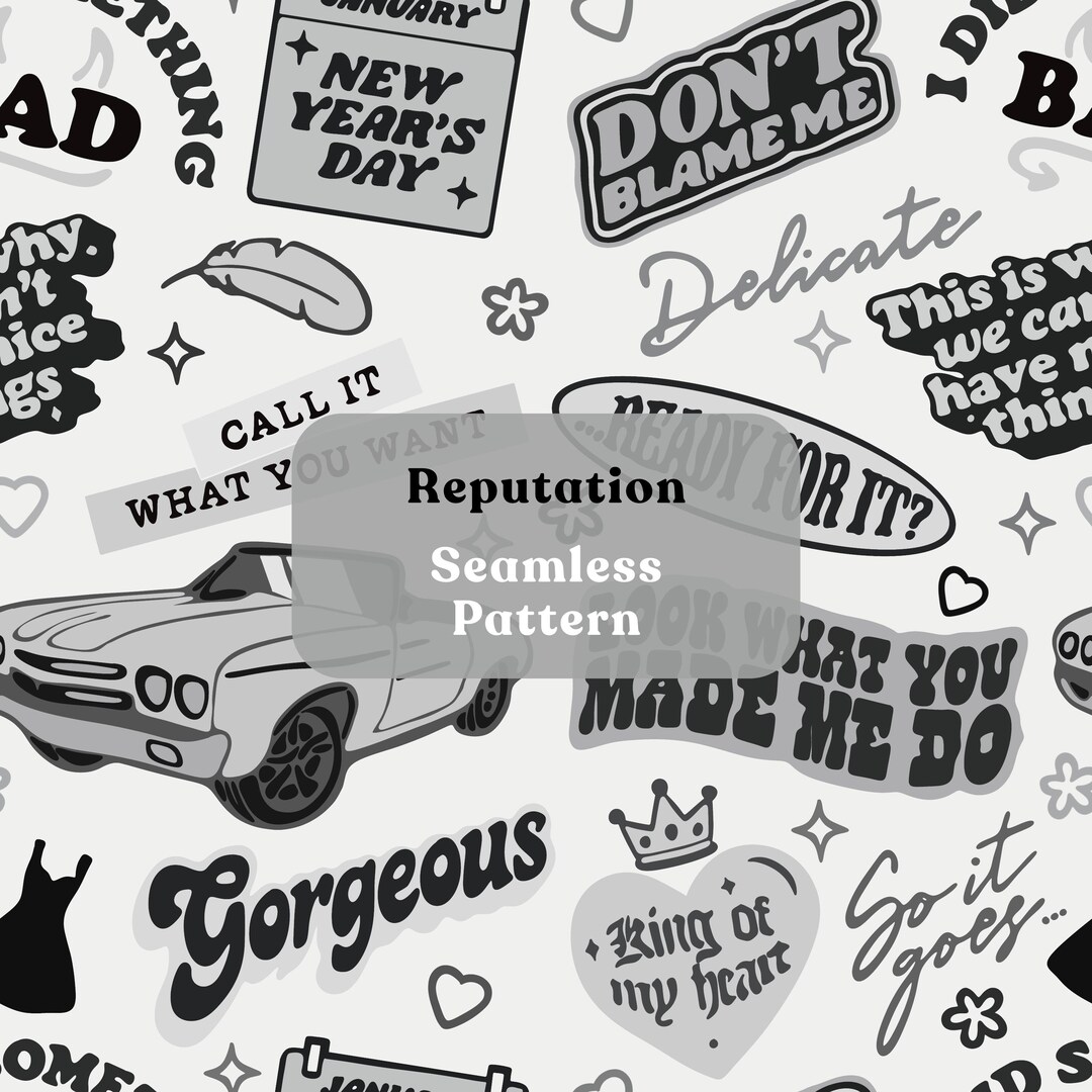 Reputation Repeat Seamless Pattern: Trending Black Grey Hand Drawn Art ...