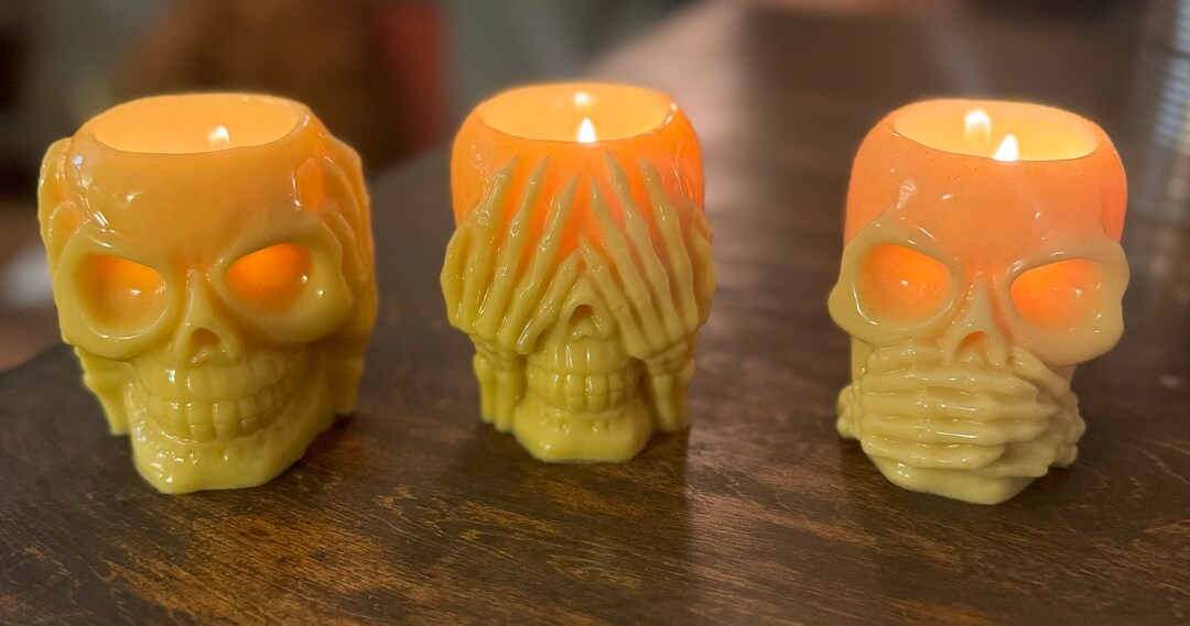 Hear No Evil, See No Evil, Speak No Evil Skull Flower Pots or Tea Light ...