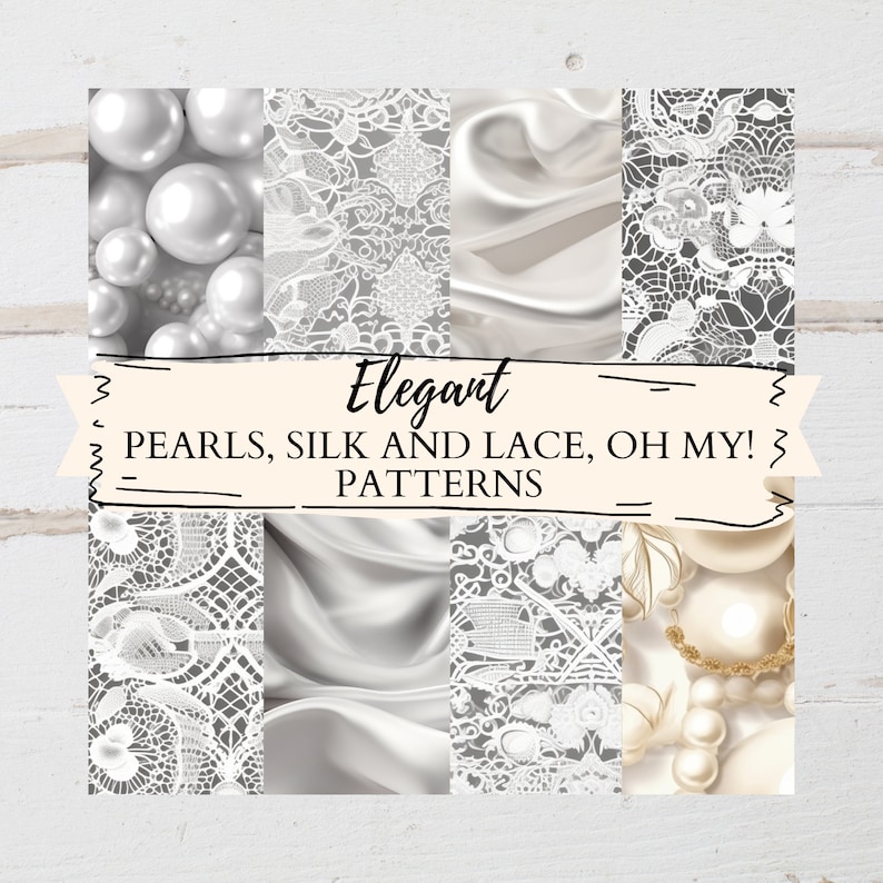 Pearls Silk Lace Digital Paper Seamless Pattern Printable Wedding Paper ...