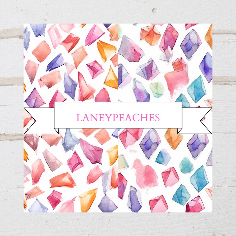 Rainbow Crystal Digital Paper Seamless Pattern Gem Background Jewel ...