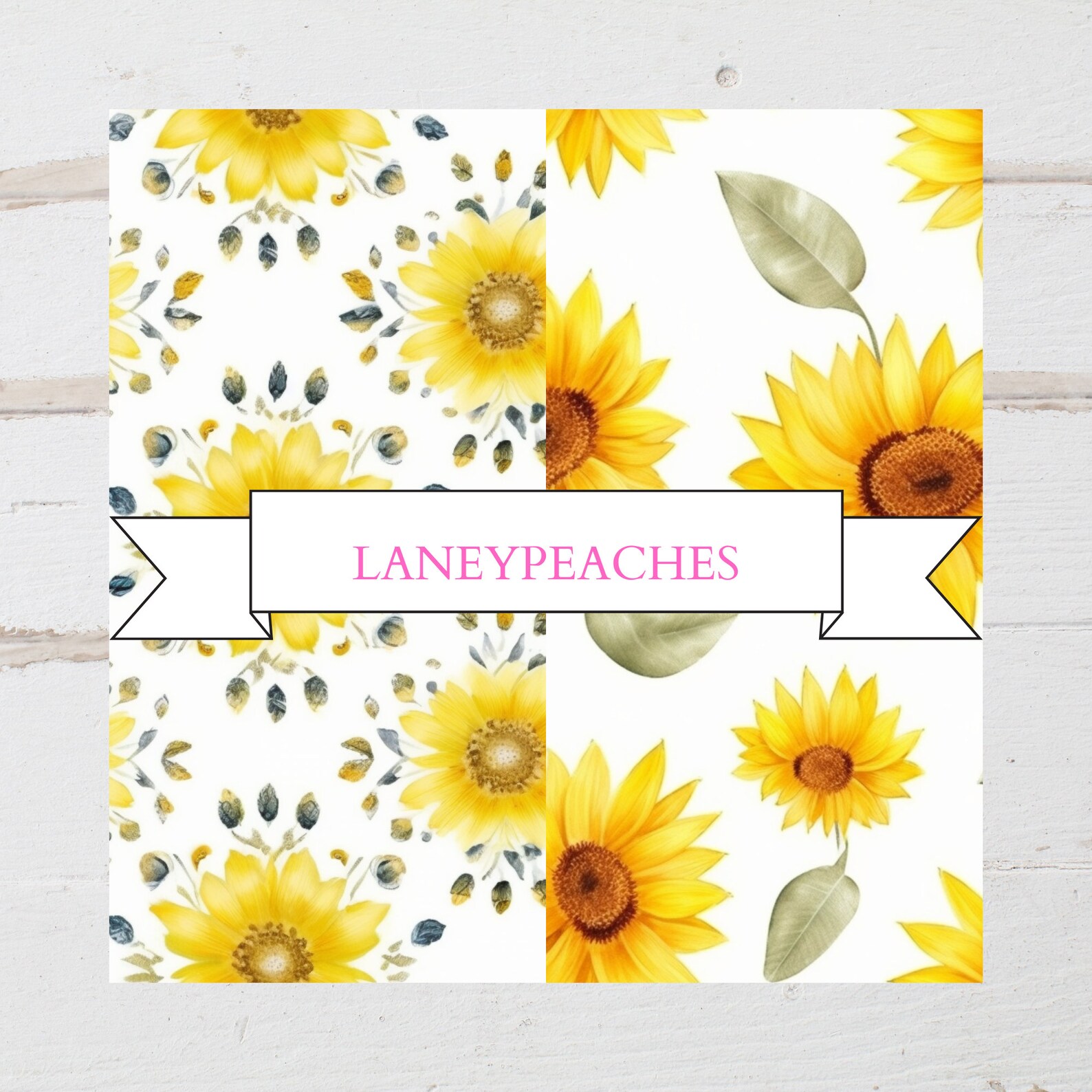 Boho Sunflower Digital Paper Seamless Pattern Simple Background Spring ...