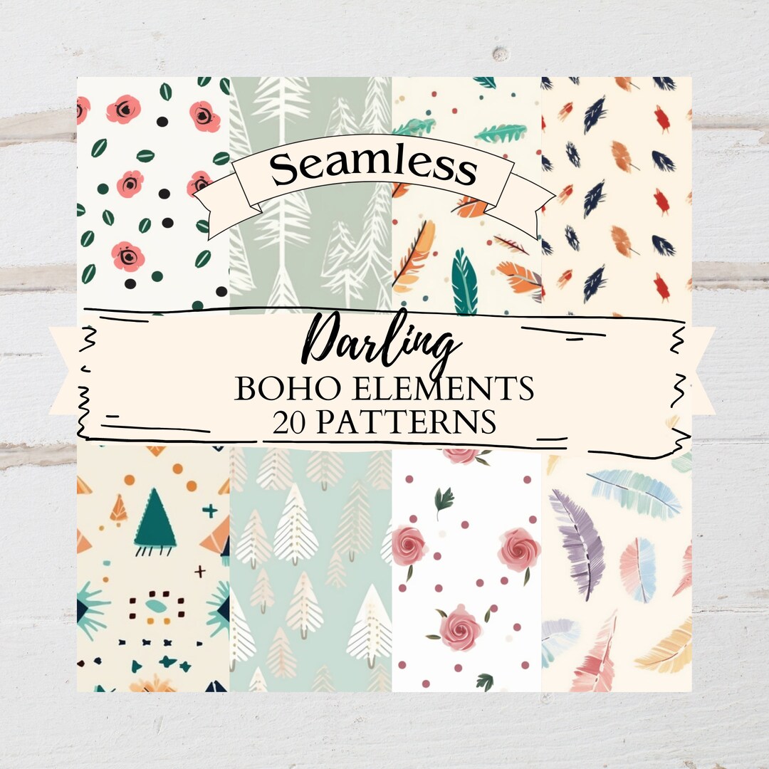 Simple Boho Digital Papers Seamless Pattern Groovy Rose Backgrounds ...