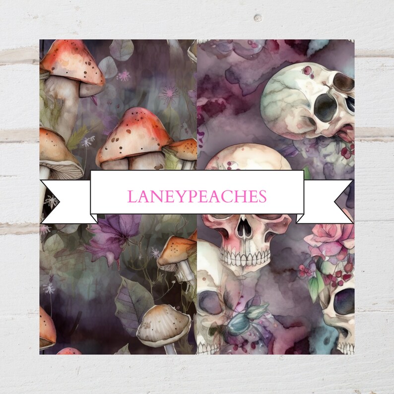 Whimsigoth Digital Paper Seamless Pattern Gothic Skulls Butterfly ...