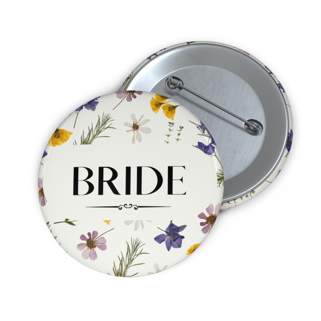 Bride Wildflower Pin Button - Etsy