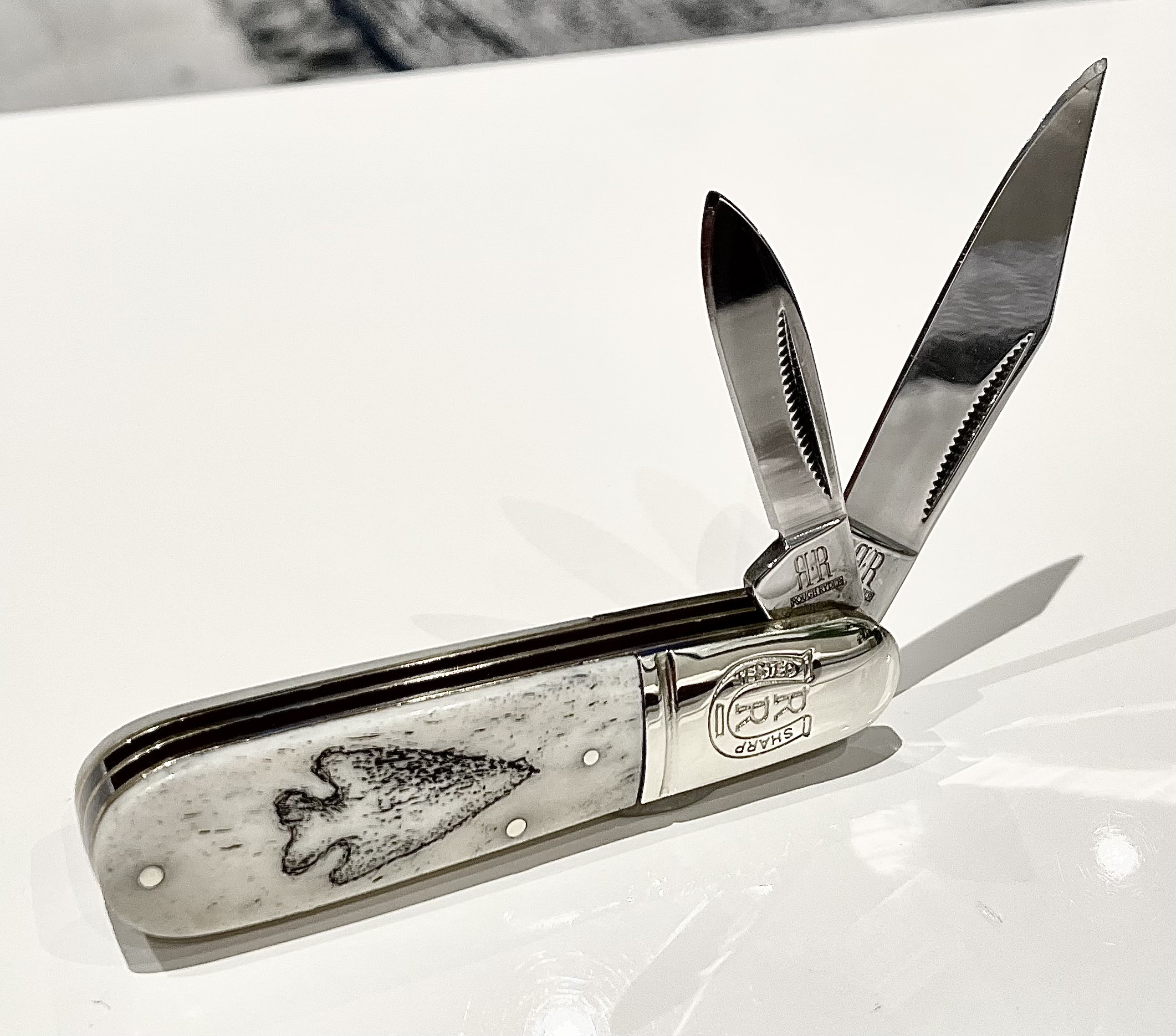 Hand Engraved Scrimshaw 2-sided barlow Knife, Traditional Pocketknife ...