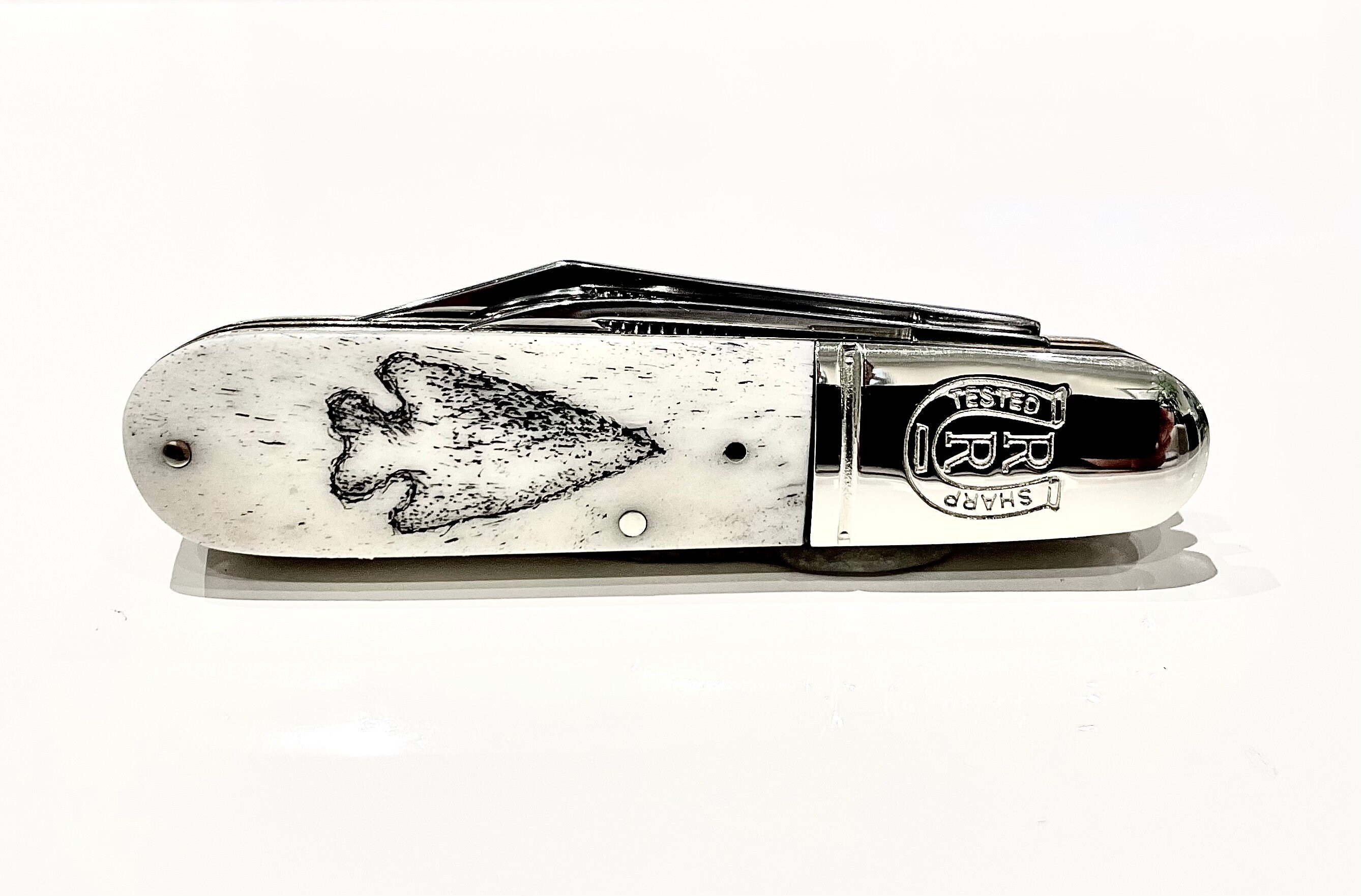 Hand Engraved Scrimshaw 2-sided barlow Knife, Traditional Pocketknife ...