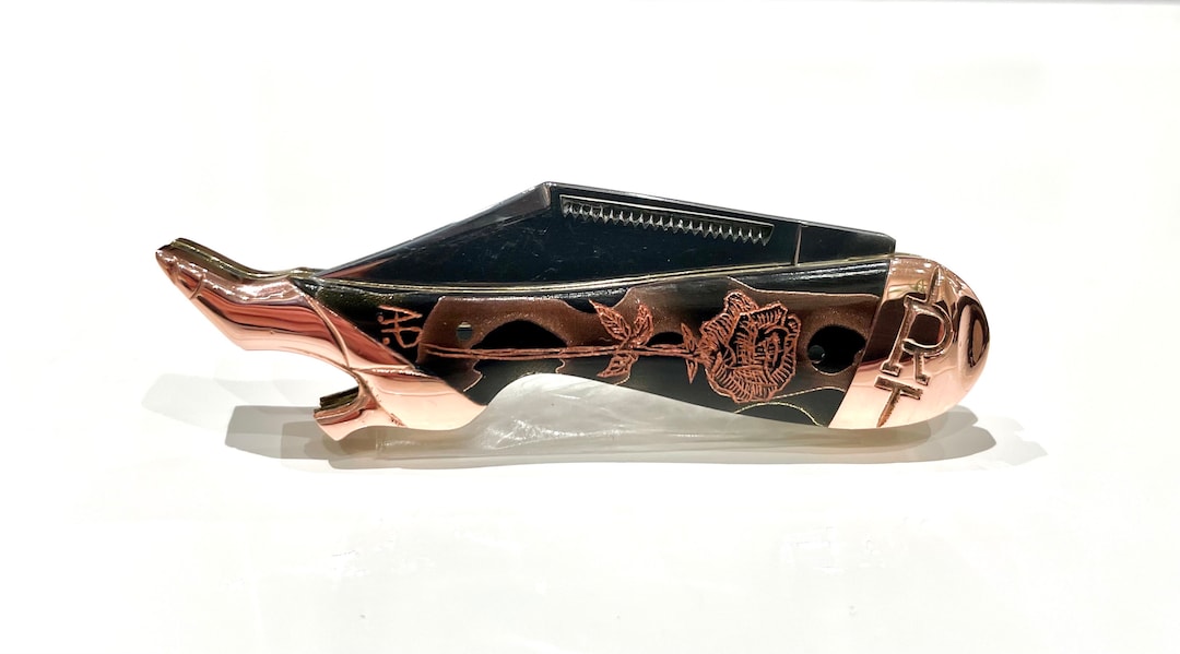 Hand Engraved Copper Scrimshaw lady Leg Knife, Traditional Pocketknife ...