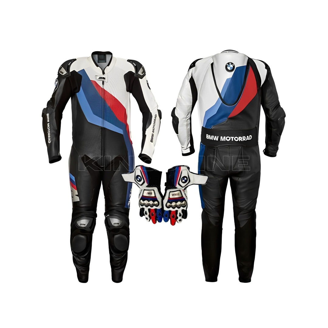 BMW Motorbike Suit Black Leather Motogp Suit Racing Gloves - Etsy