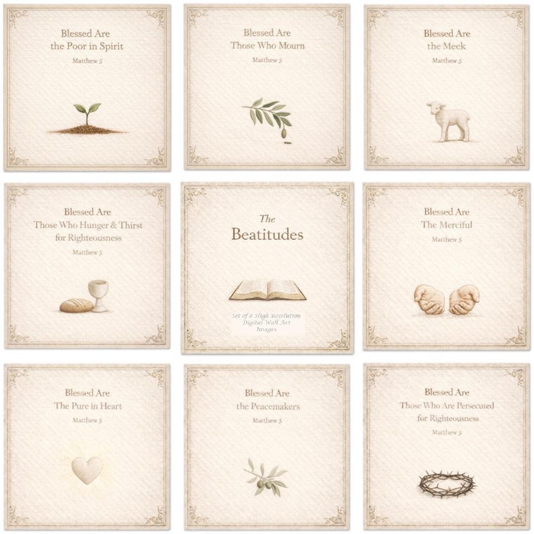 Beatitudes Quilt Art Set, Matthew 5 Scripture Prints, Christian ...