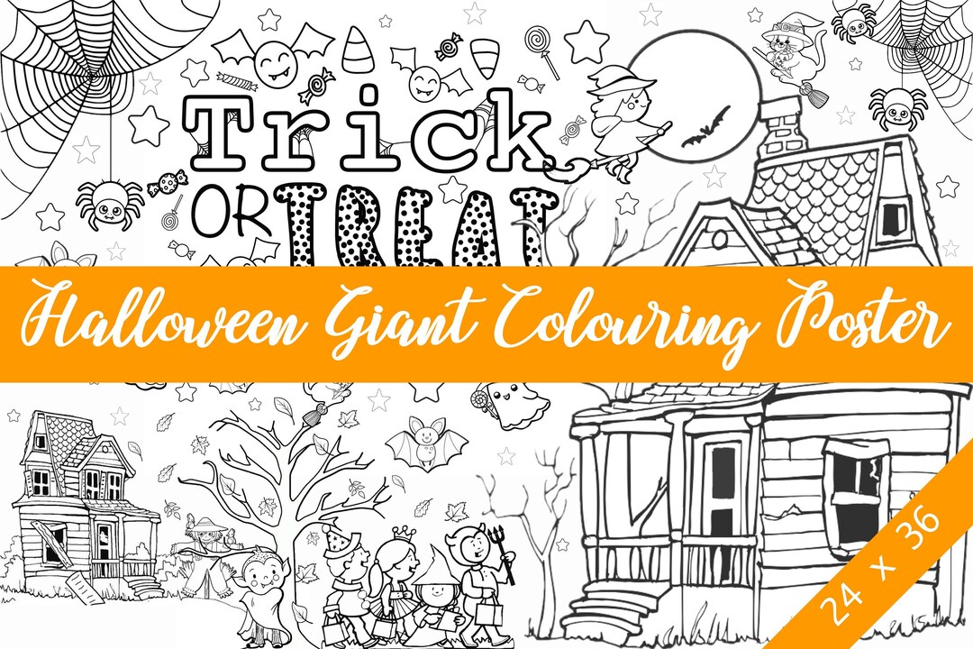 Giant Colouring Poster, Halloween Kids Activity, Kids Colouring Banner ...