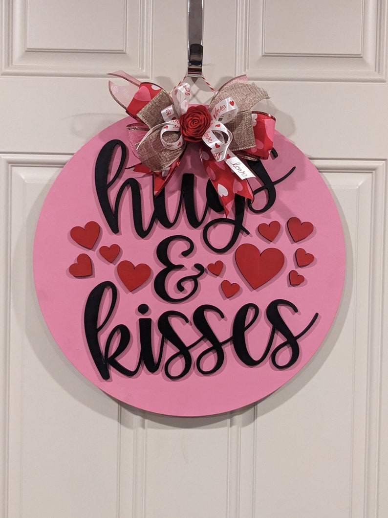 Hugs & Kisses | Valentine Door Sign | Valentine Door Hanger | Valentine ...