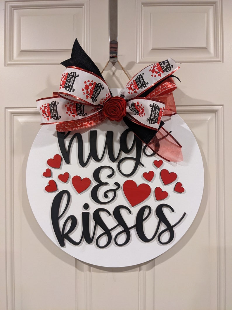 Hugs & Kisses | Valentine Door Sign | Valentine Door Hanger | Valentine ...