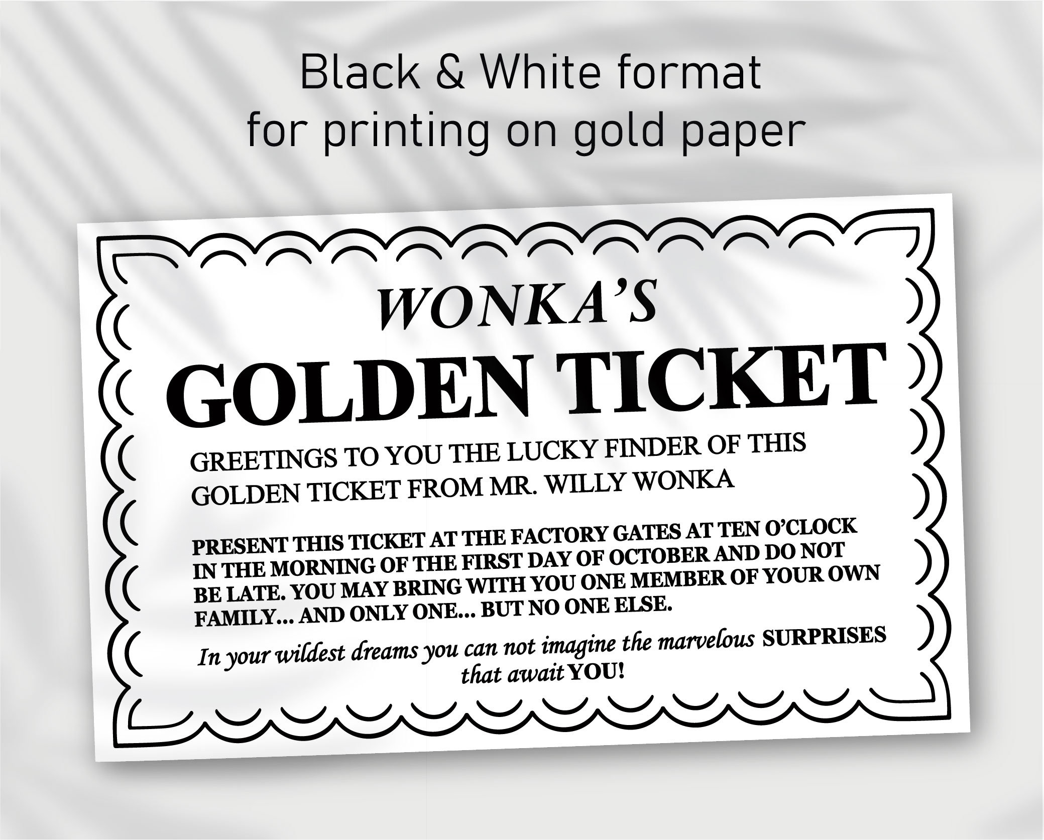 Transparent Golden Ticket - Digital File - PNG and PDF - Instant Access ...