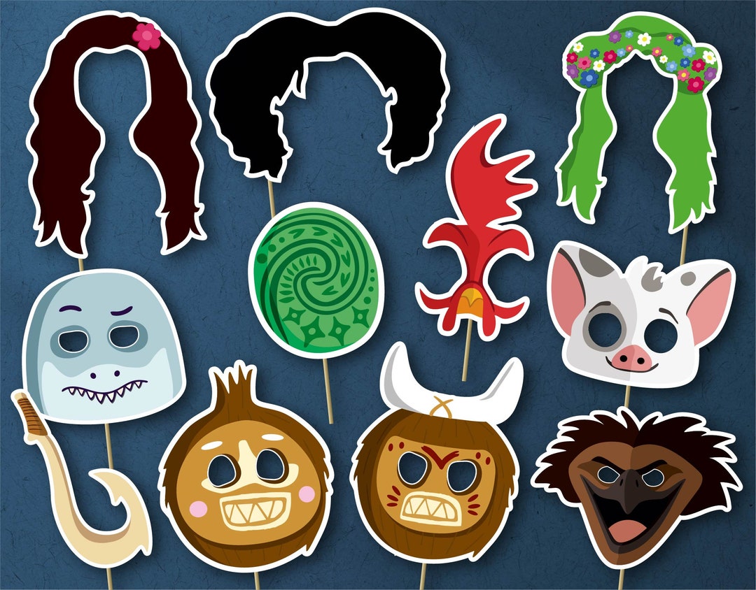 Moana Party Photo Booth Props, DIGITAL DOWNLOAD, Birthday Decoration - Etsy