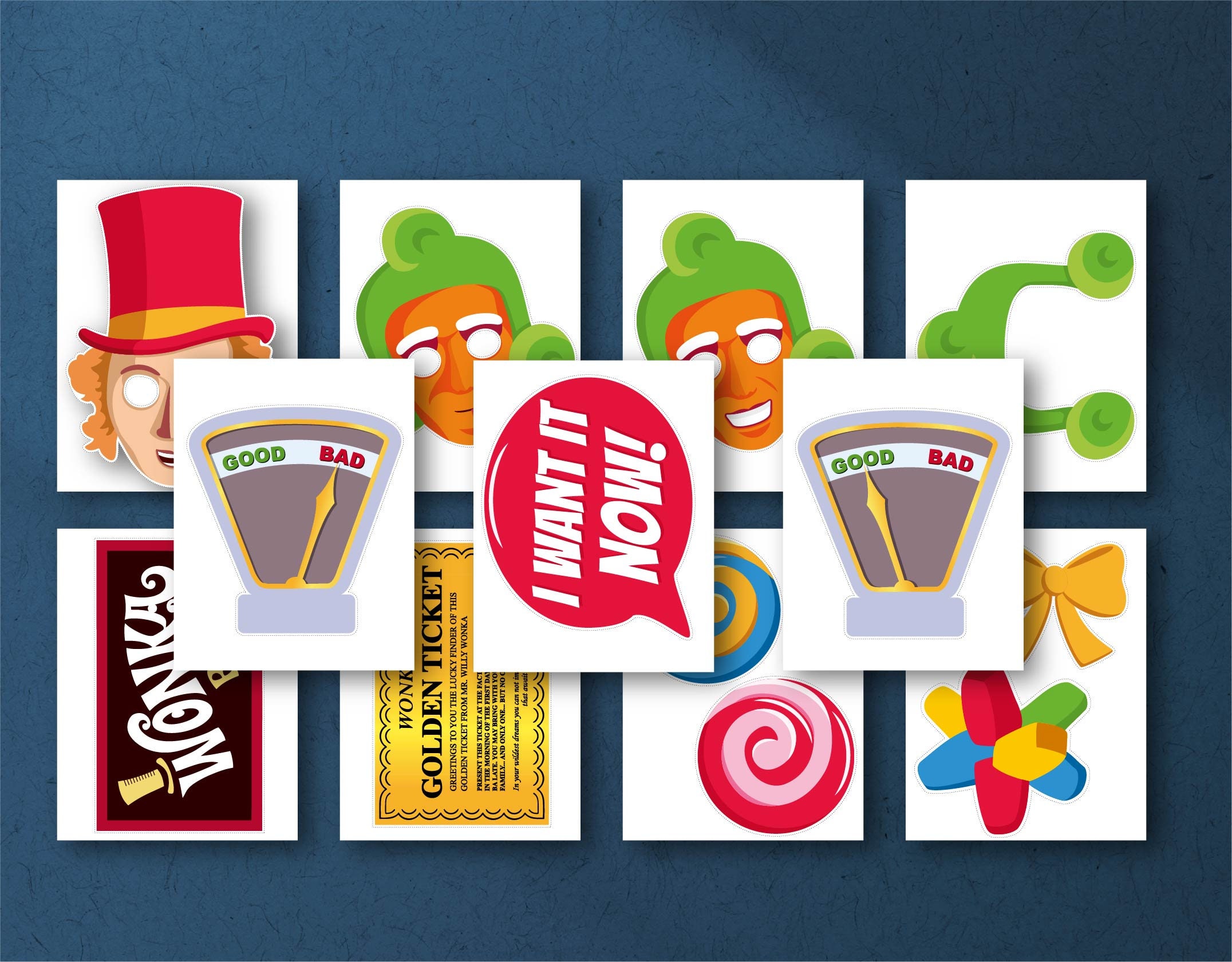 Willy Wonka Party Photobooth Props, DIGITAL DOWNLOAD, Birthday ...