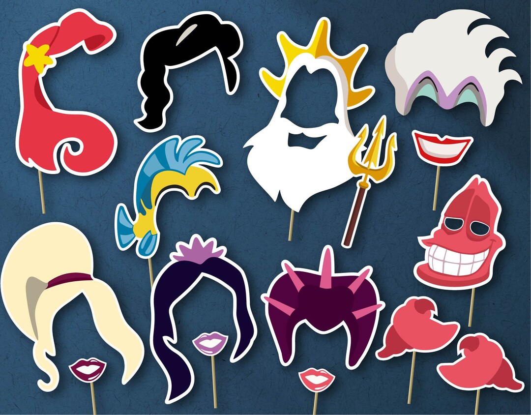 Little Mermaid Party Photo Booth Props, DIGITAL DOWNLOAD, Birthday ...