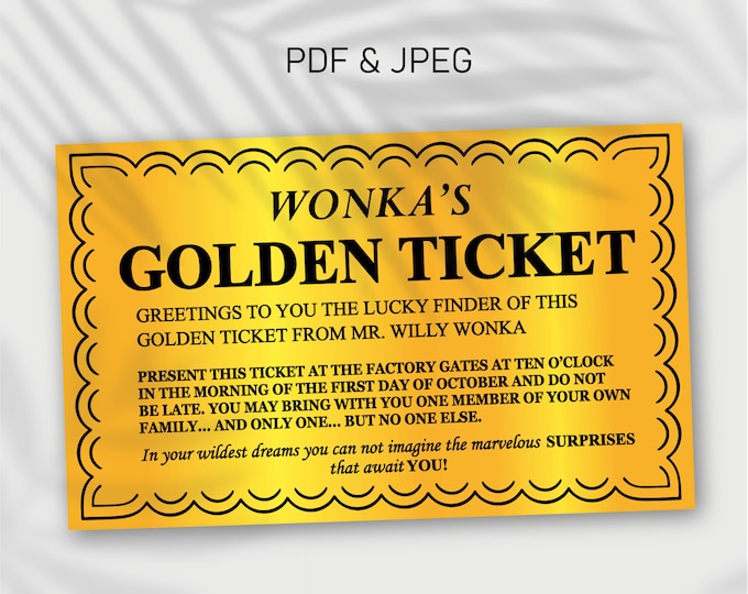 Editable Golden Ticket Template Print at Home Event Ticket Retro Golden ...