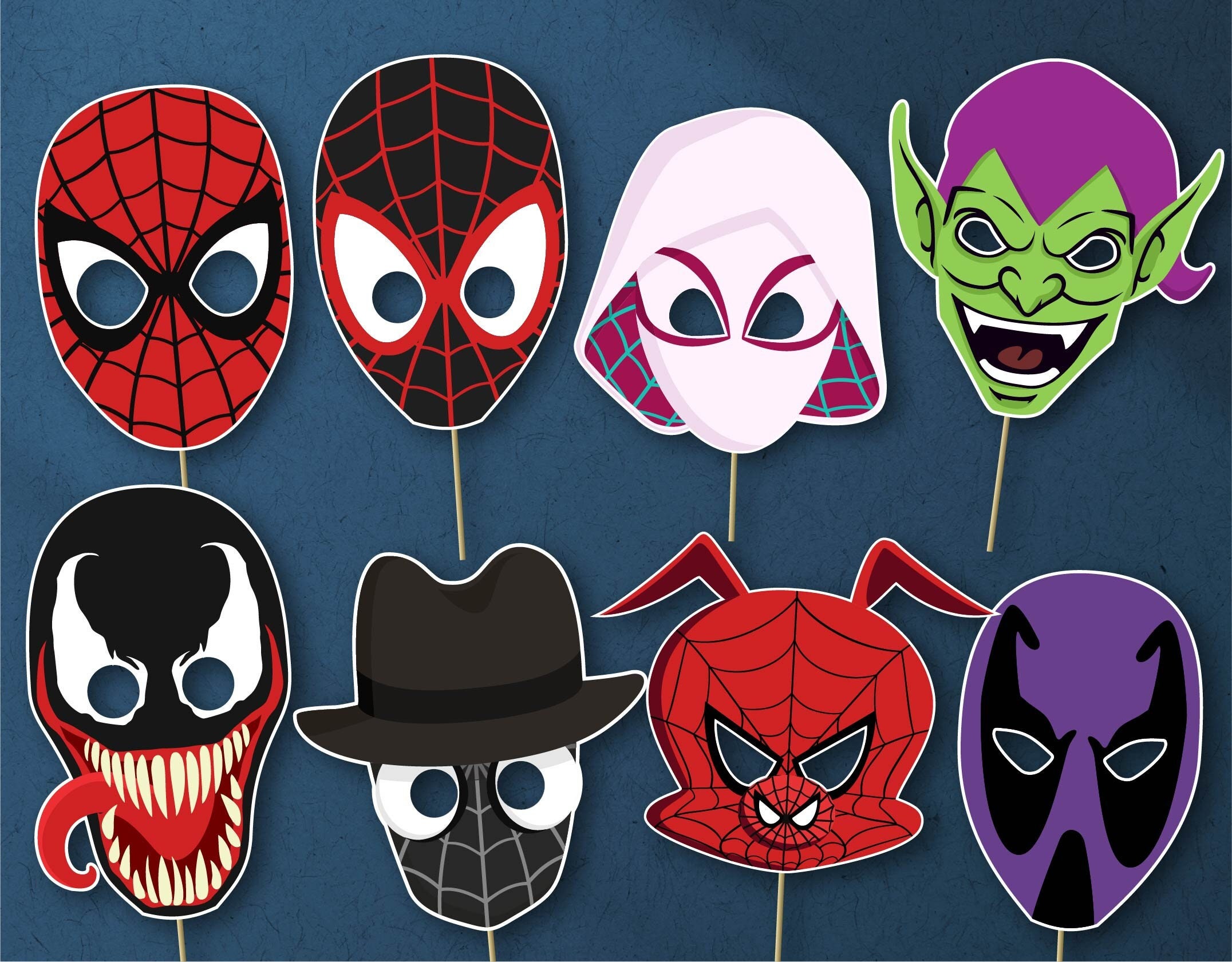 Spiderman Party Photobooth Props, DIGITAL DOWNLOAD, Birthday Decoration ...