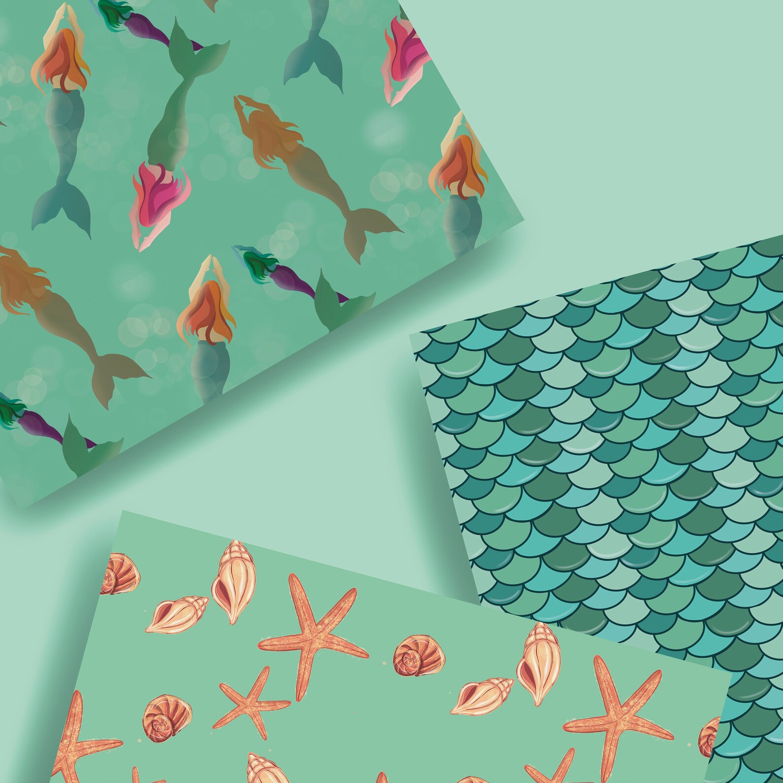 Mermaid Paper Pack 10 Digital Files COMMERCIAL LICENSE - Etsy