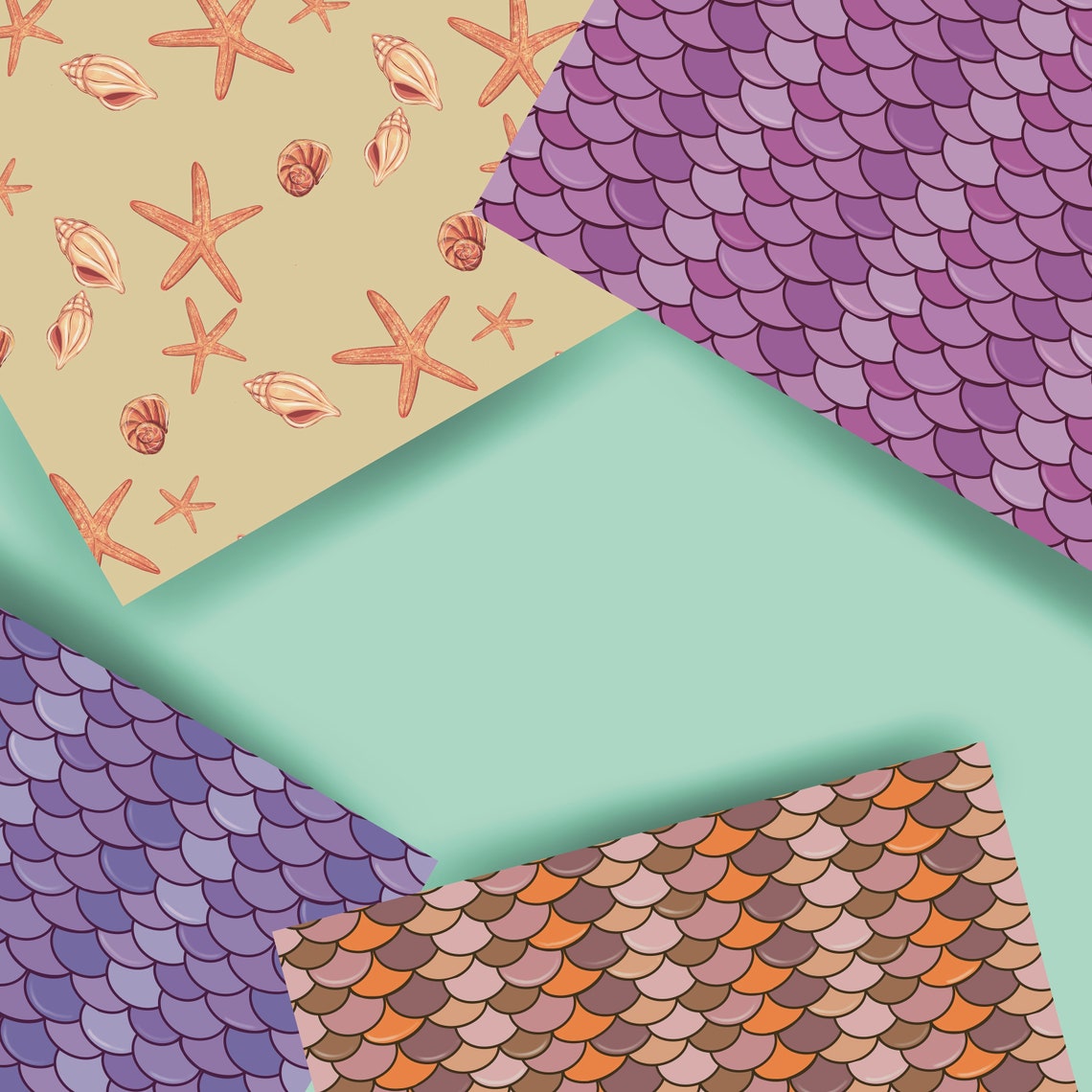 Mermaid Paper Pack 10 Digital Files COMMERCIAL LICENSE - Etsy