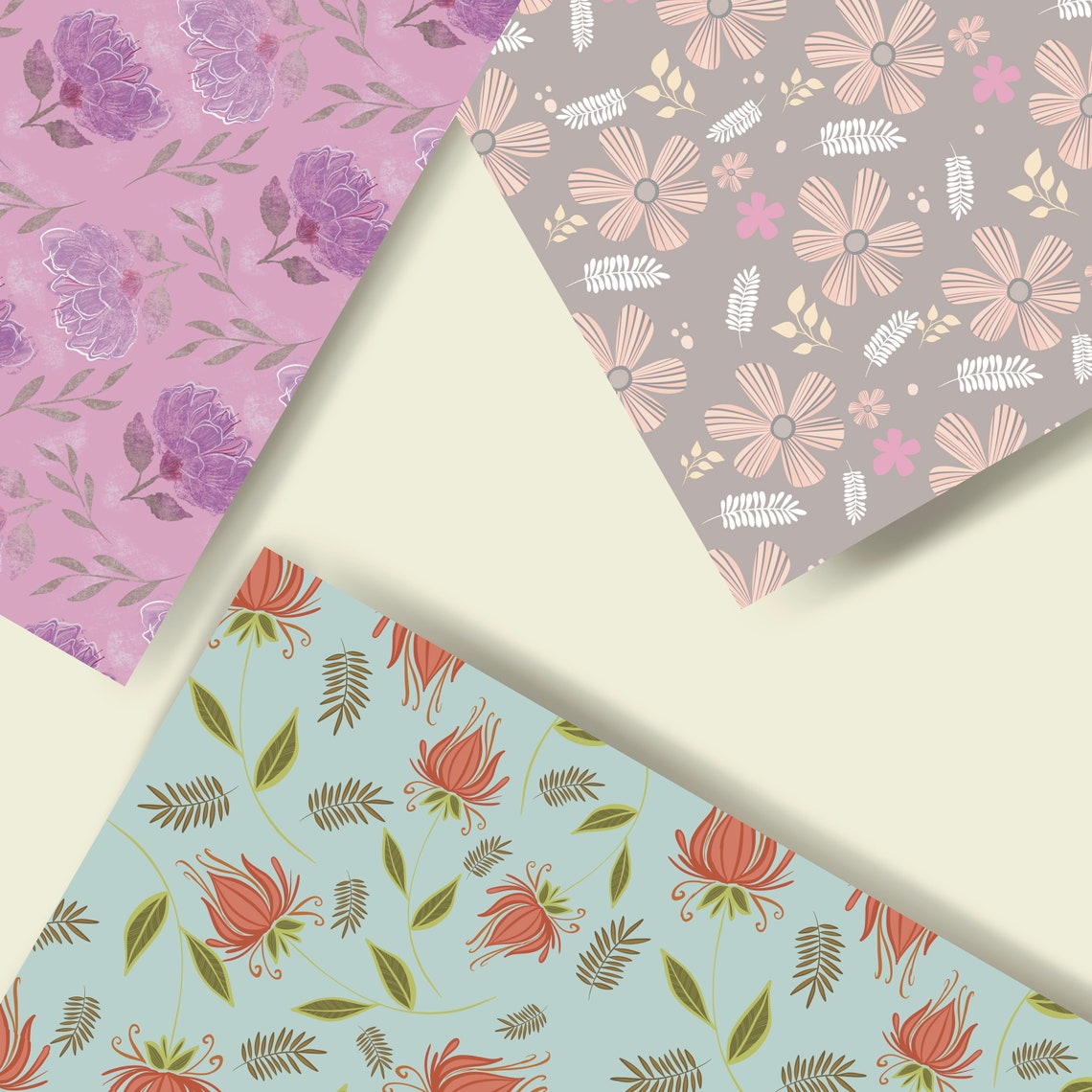 Floral Paper Pack 10 Digital Files COMMERCIAL LICENSE - Etsy
