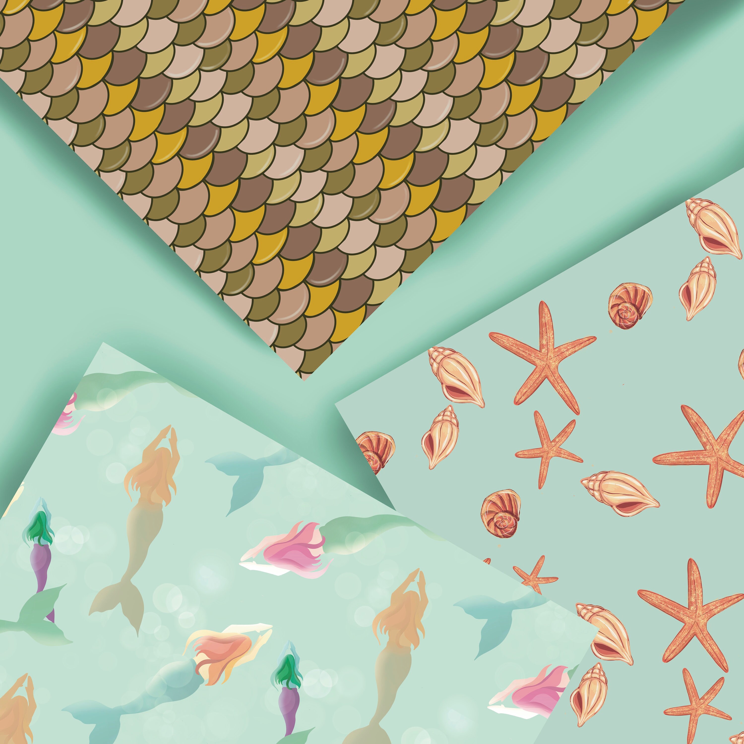 Mermaid Paper Pack 10 Digital Files COMMERCIAL LICENSE - Etsy