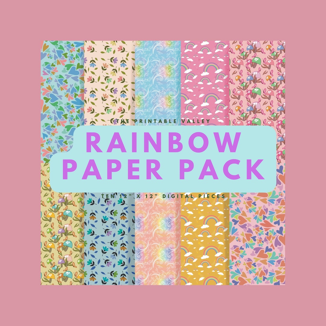Rainbow Paper Pack 10 Digital Files COMMERCIAL LICENSE - Etsy