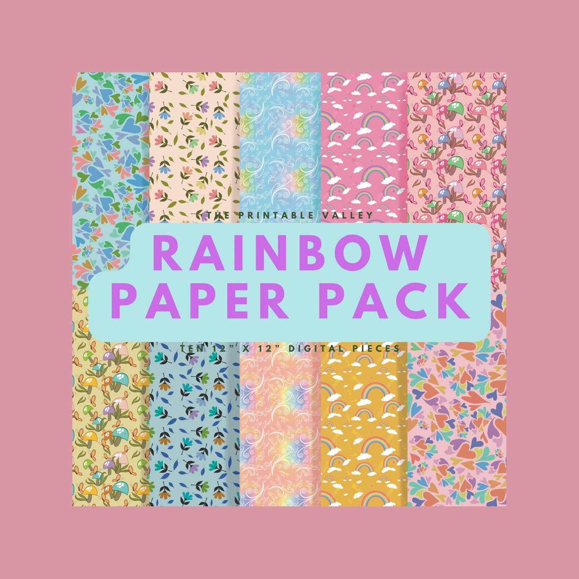 Rainbow Paper Pack 10 Digital Files COMMERCIAL LICENSE - Etsy