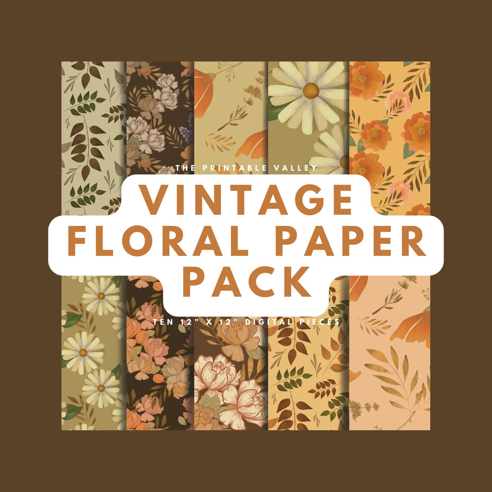 Vintage Floral Paper Pack 10 Digital Files - Etsy