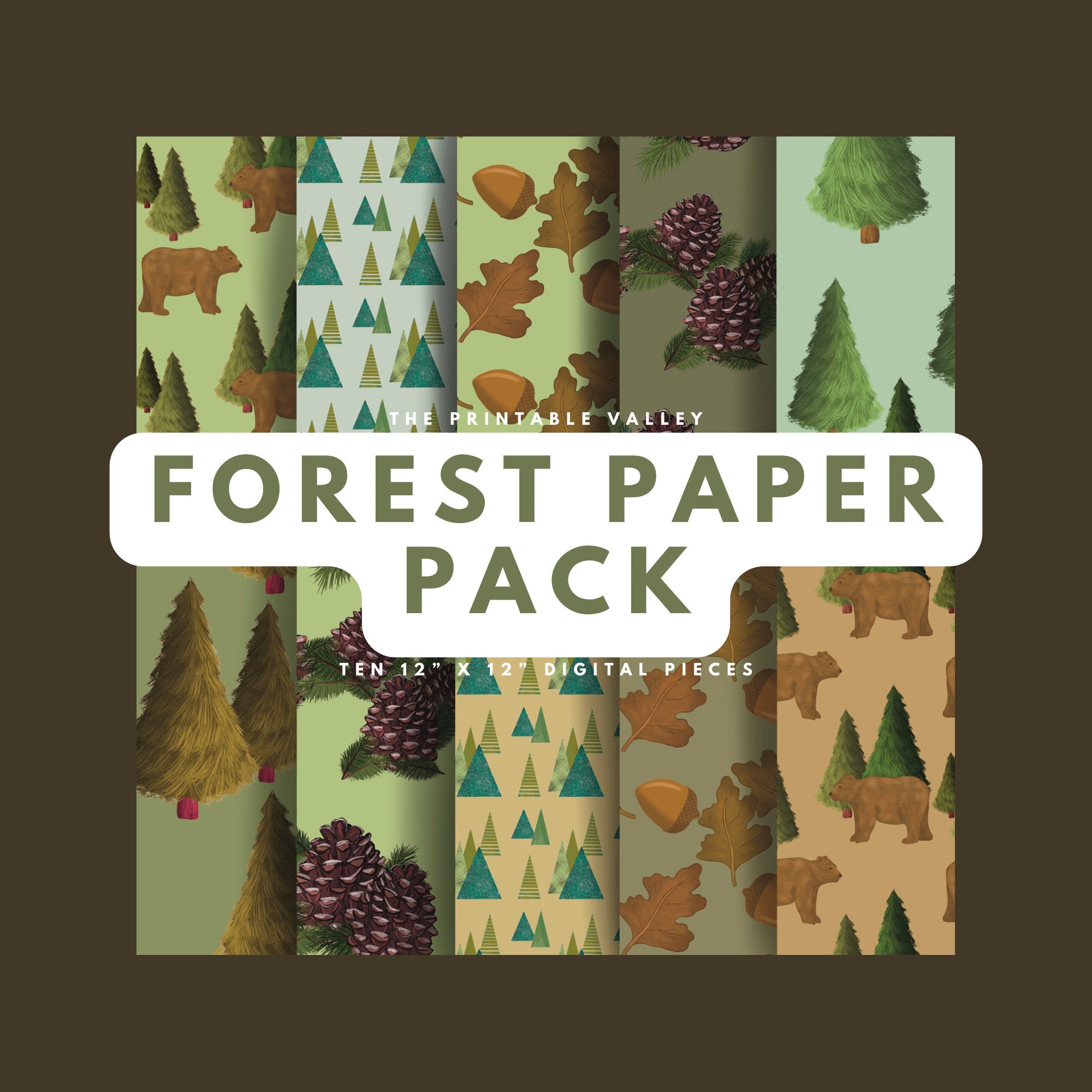 Forest Paper Pack 10 Digital Files Seamless Surface Pattern COMMERCIAL ...