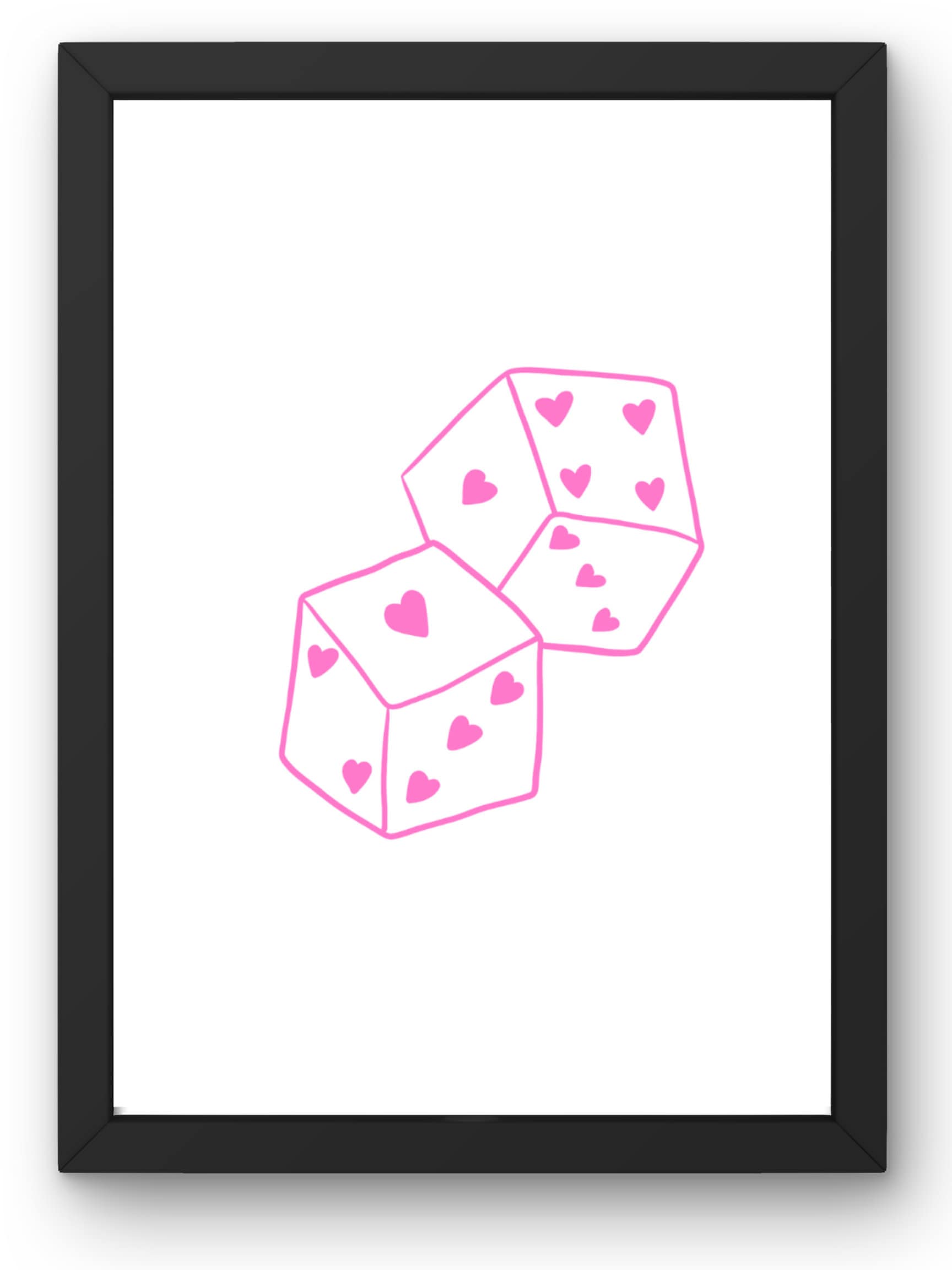 Pink Heart Dice Doodle Digital Download - Etsy