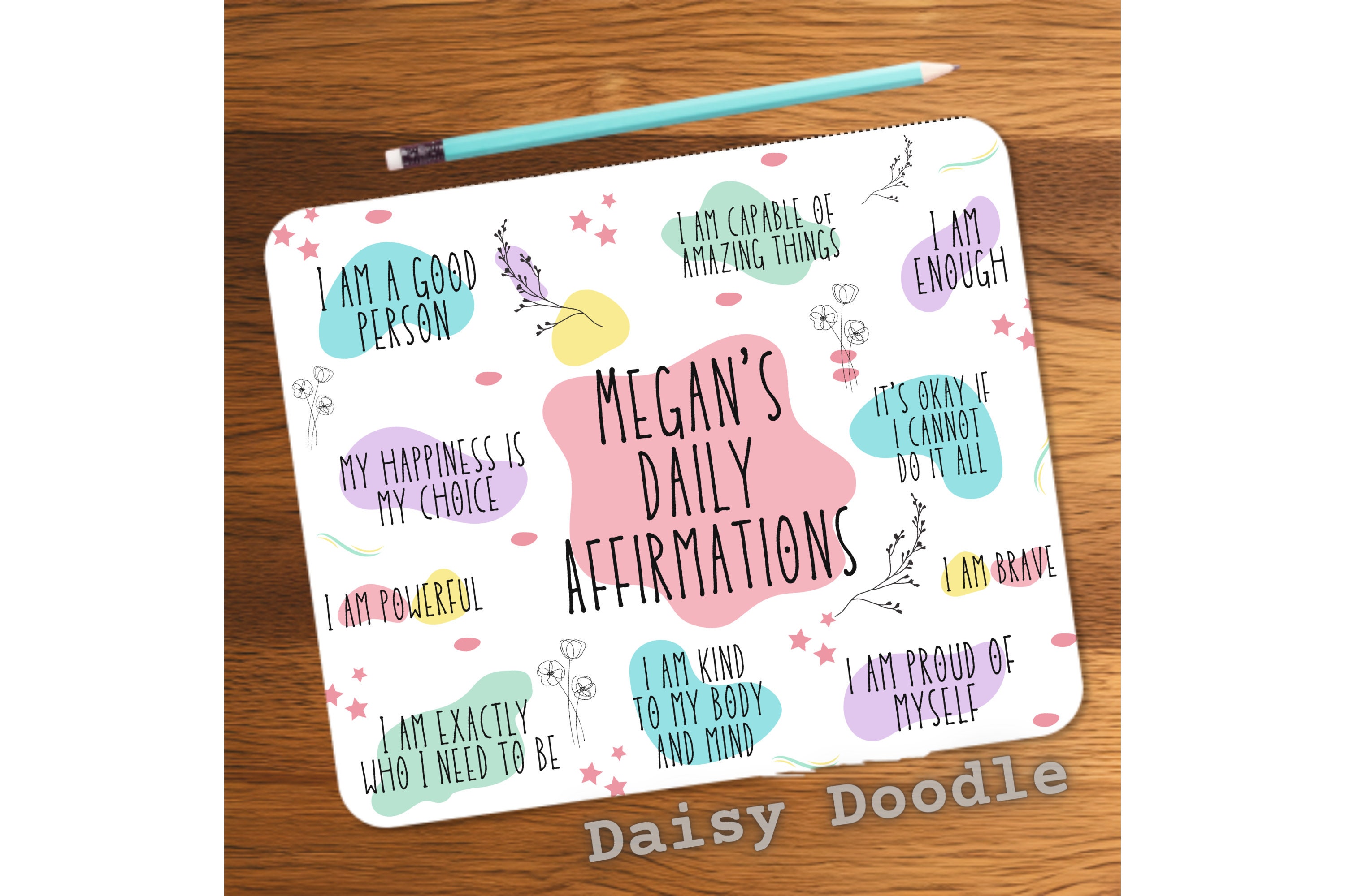 Custom Name Daily Affirmations Mouse Pad Pink Floral Home - Etsy