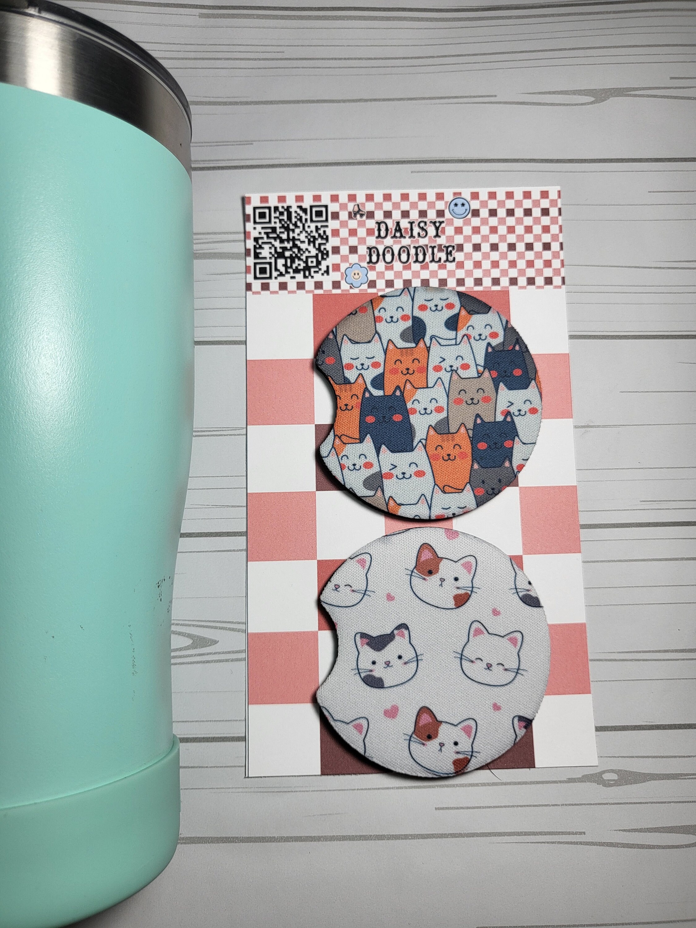 Car Coasters Tabby Cat Cute Orange Cat Head Coaster Set Cat Parent Cup ...