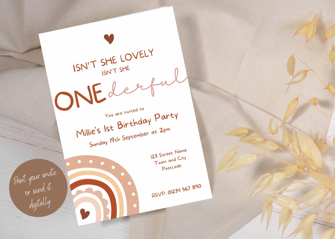 Onederful Birthday Invitation 1st Birthday Invite Boho One - Etsy