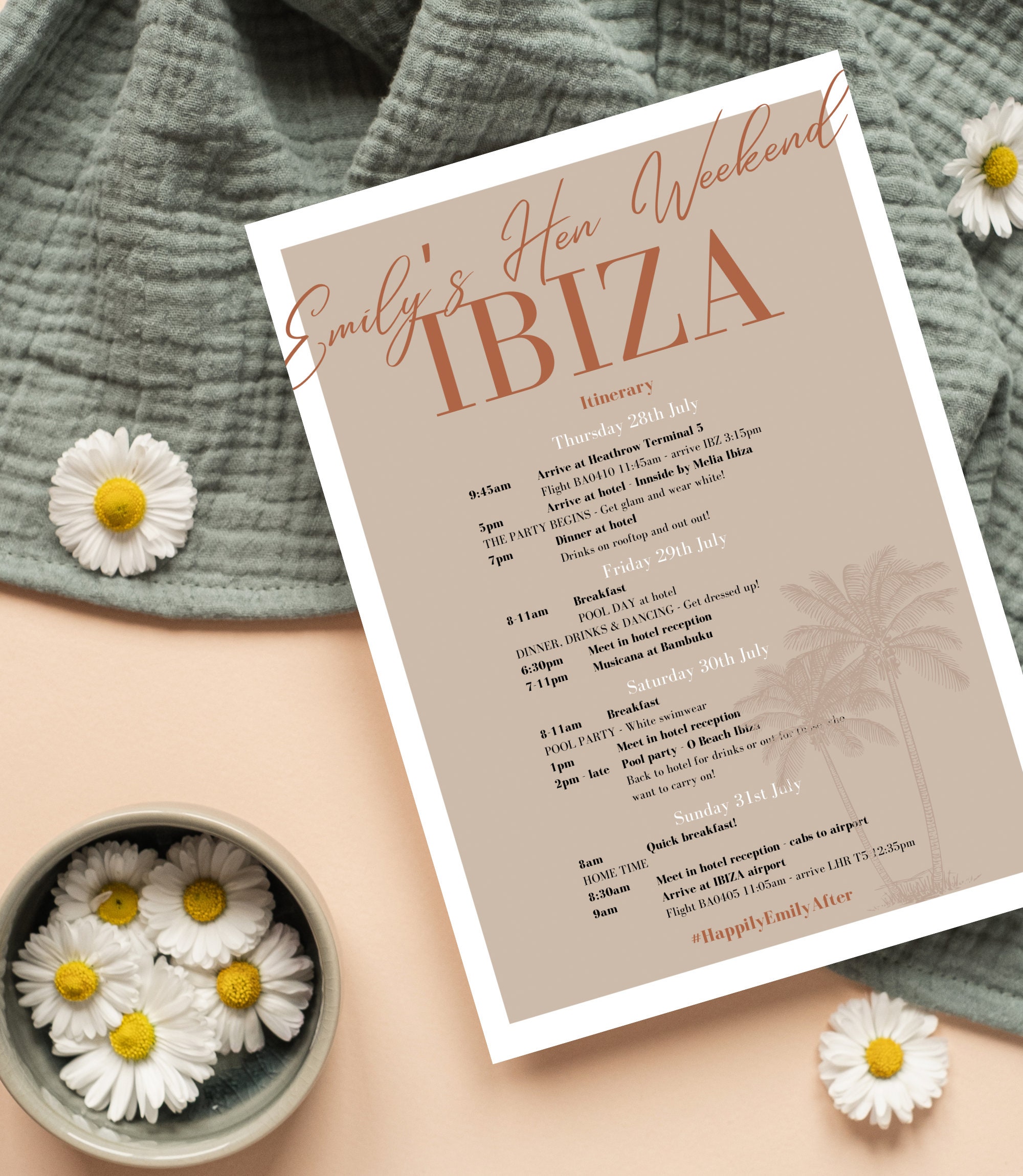 Hen Do Itinerary, Itinerary Digital Template, Hen Do Invite ...