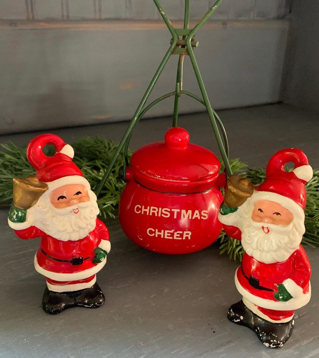 Vintage Bell Ringer Santa Set - Etsy