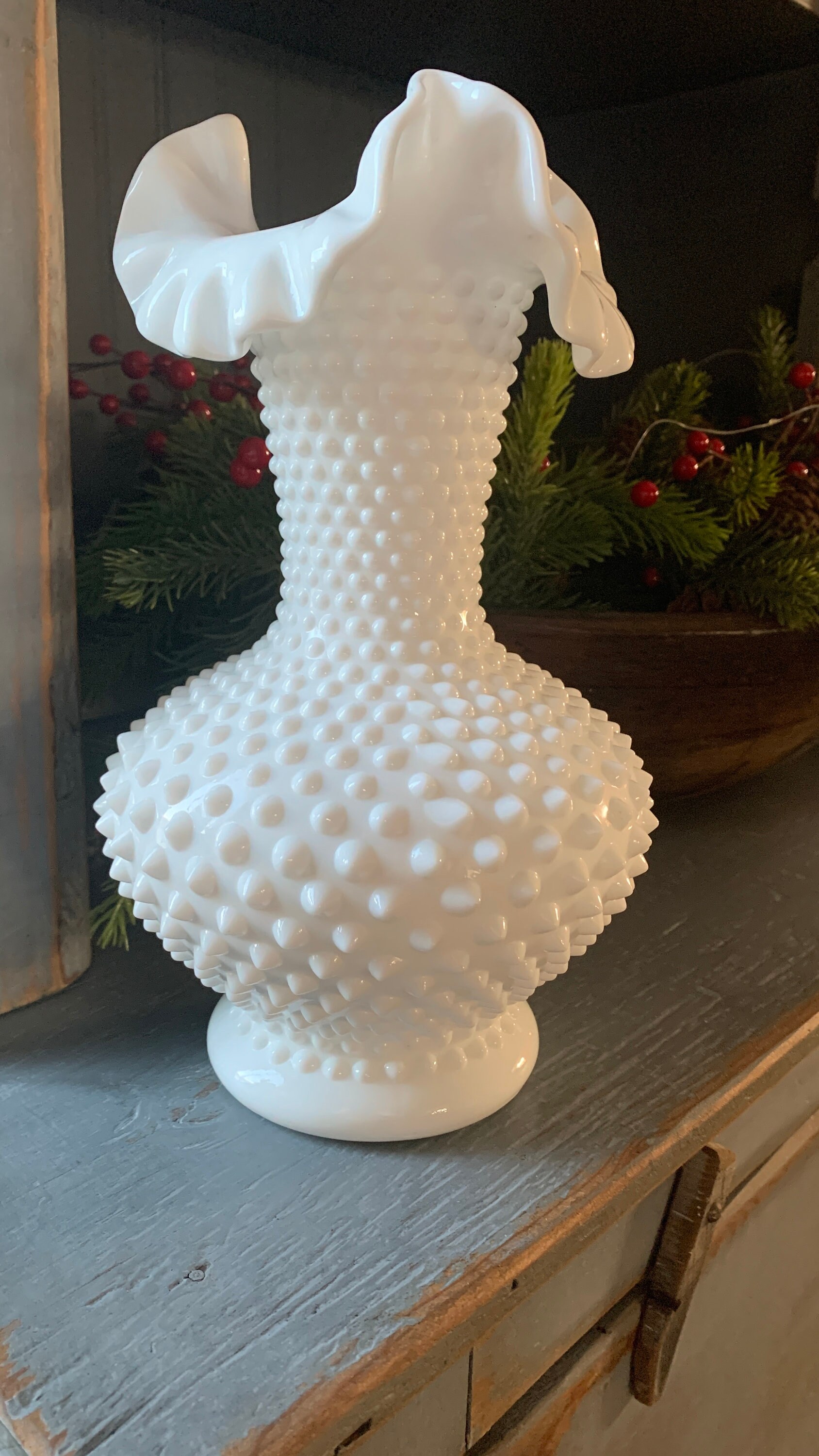 Fenton Milk Glass Vase - Etsy