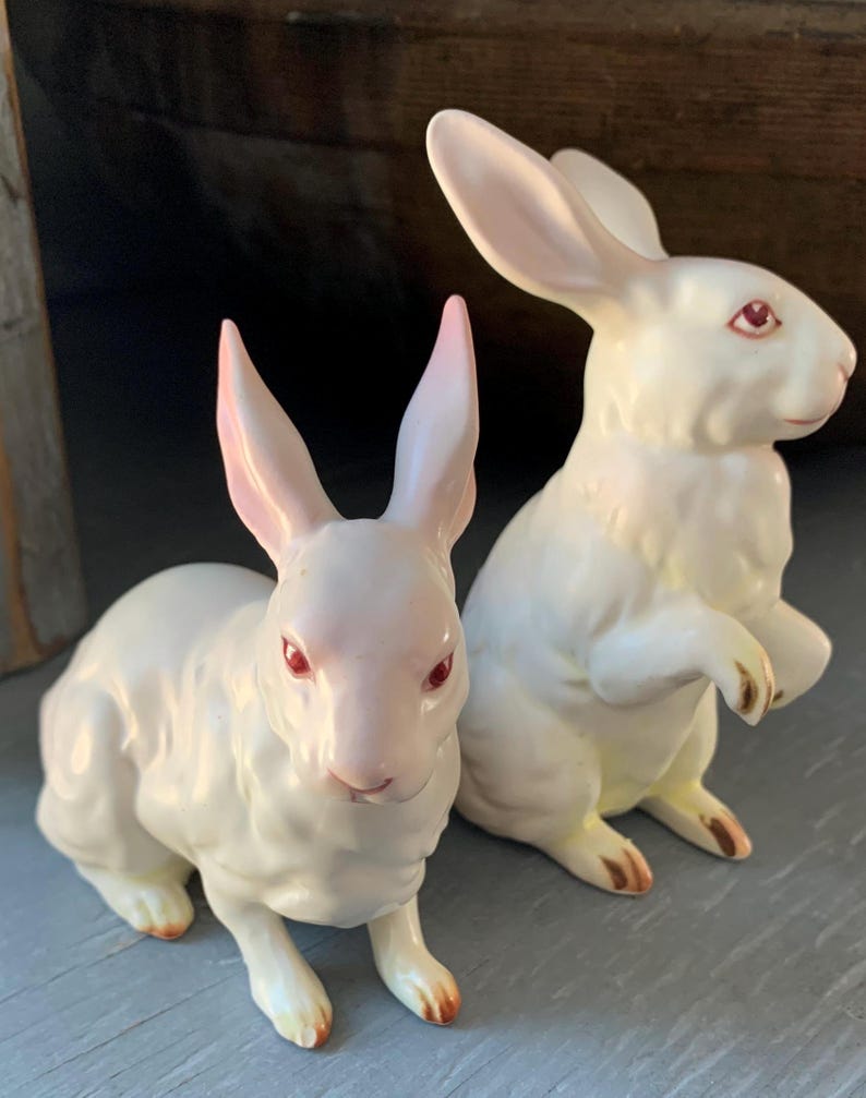 Vintage Lefton Rabbit Set - Etsy