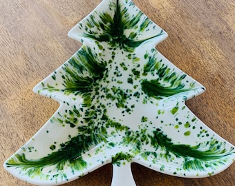 1980s Nesting Ceramic Glazed Pine Tree Trays Set of 2 Handmade ...