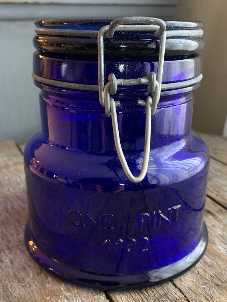 Vintage Cobalt Blue Jar - Etsy