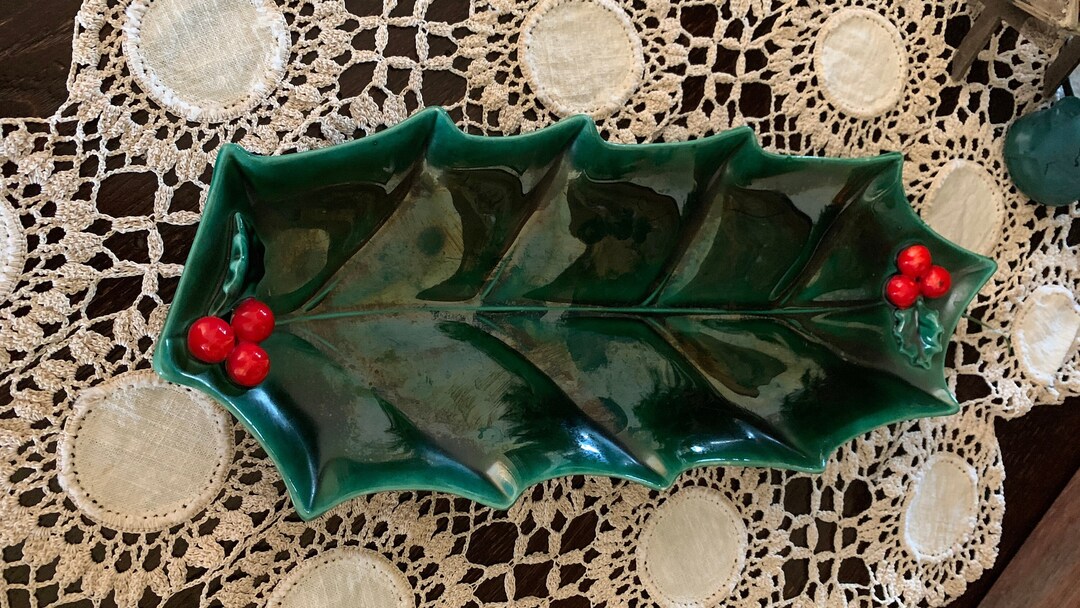 Lefton Holly Berry Server - Etsy