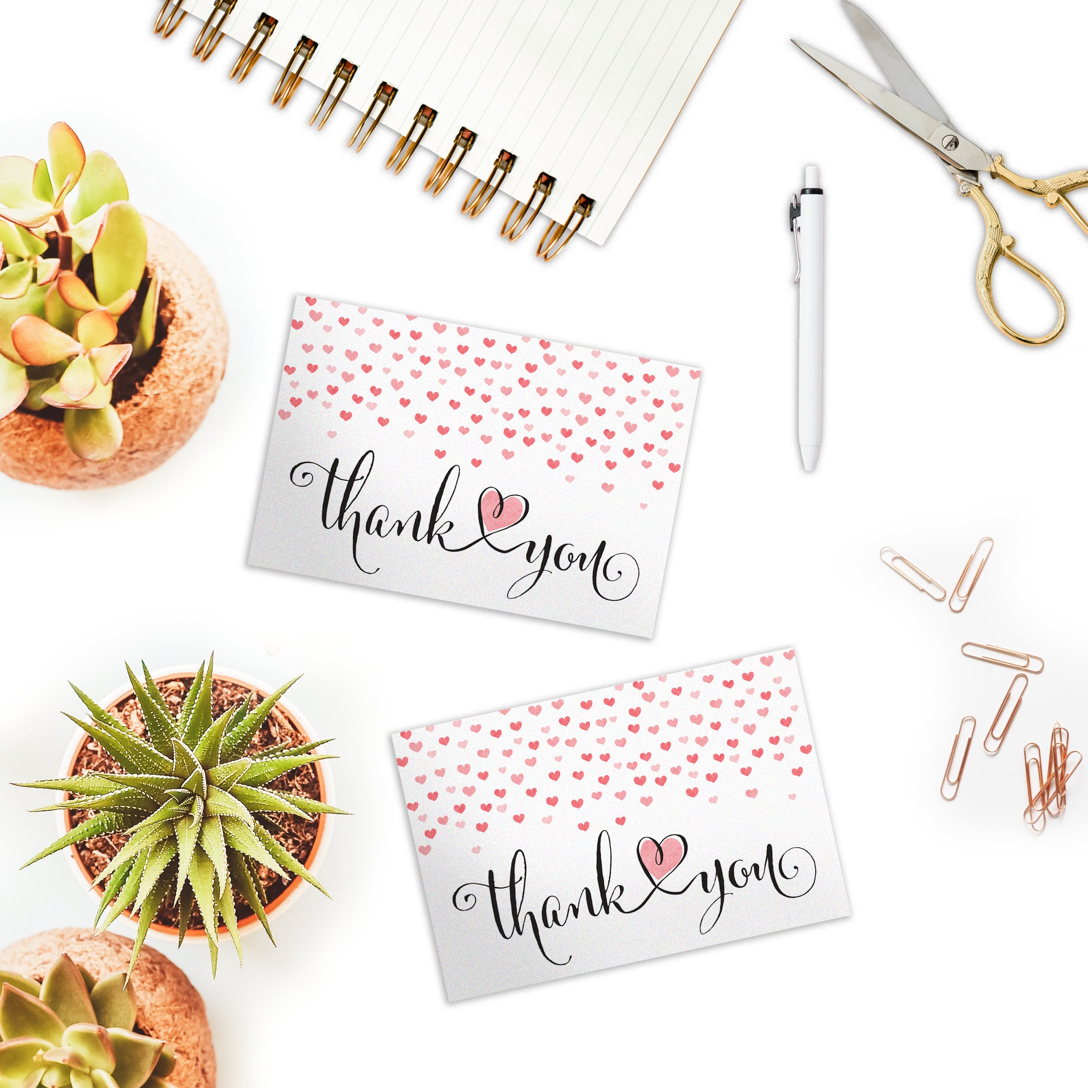 50 Fading Hearts Product Insert Cards, Small Business Thank You Cards ...